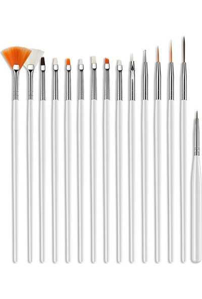 Xolo Tırnak Desen Fırçası 20 Adet Özel Tırnak Seti Beyaz Saplı