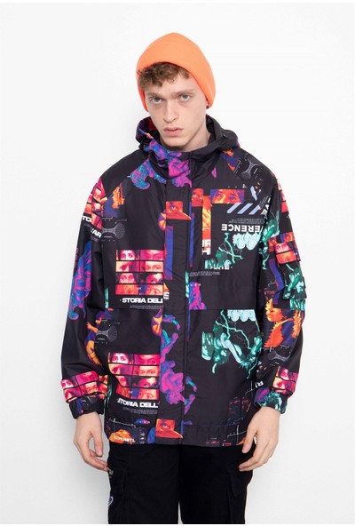 Machinist Clothing Thermograpy Oversize Siyah Erkek Yağmurluk