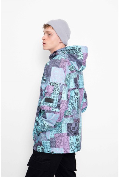 Machinist Clothing Paisley Oversize Turkuaz Erkek Yağmurluk