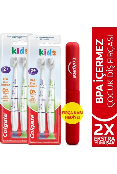 Colgate Colgate 2+ Yaş Yapışkan Tabanlı Ekstra Yumuşak Bpa Içermeyen Çocuk Diş Fırçası  X2 Adet + Fırça Kabı Colgate Colgate 2+ Yaş Yapışkan Tabanlı Ekstra Yumuşak Bpa Içermeyen Çocuk Diş Fırçası  X2 Adet + Fırça Kabı