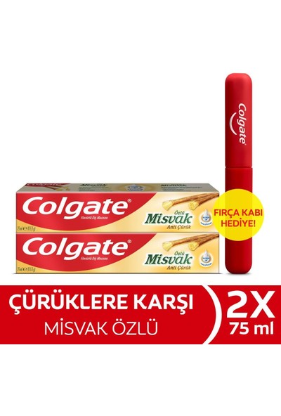Colgate Misvak Diş Macunu 75 ml x 2 Adet + Fırça Kabı Hediye Colgate Misvak Diş Macunu 75 ml x 2 Adet + Fırça Kabı Hediye