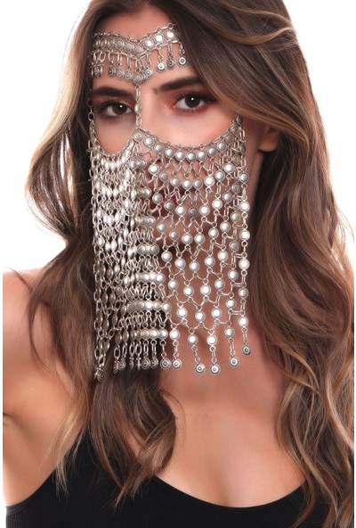 Labalaba Kadın Antik Gümüş Kaplama Ayarlanabilir El Yapımı Peçe Labalaba Kadın Antik Gümüş Kaplama Ayarlanabilir El Yapımı Peçe