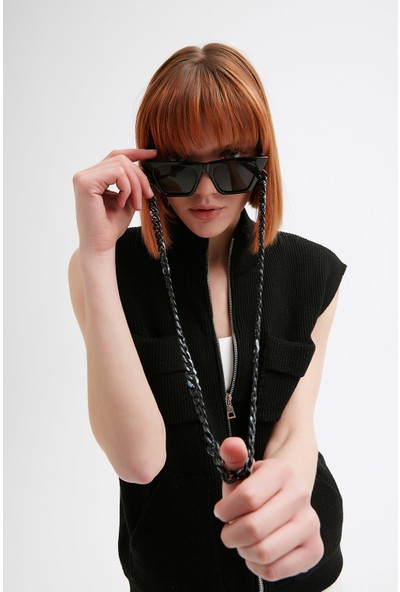 Açelya Okcu Fashion Fermuarlı Cepli Triko Yelek