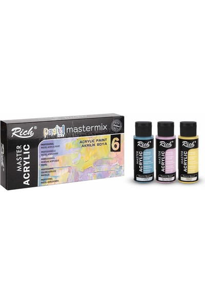 Rich Mastermix Akrilik Boya Pastel Renkler 6X60CC Rich Mastermix Akrilik Boya Pastel Renkler 6X60CC