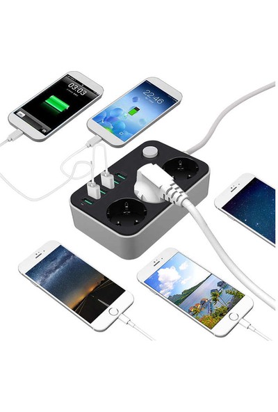 Daytona SE-3631 Akıllı Termal Akım ve Isınma Korumalı Priz 3 Güç Soketli 6 USB Portlu Hızlı Şarj Daytona SE-3631 Akıllı Termal Akım ve Isınma Korumalı Priz 3 Güç Soketli 6 USB Portlu Hızlı Şarj