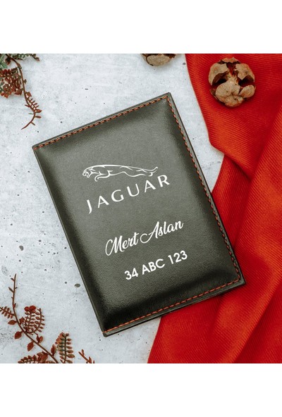 Endekoratif Jaguar Tasarımlı Kişiye Özel Ruhsat Kabı