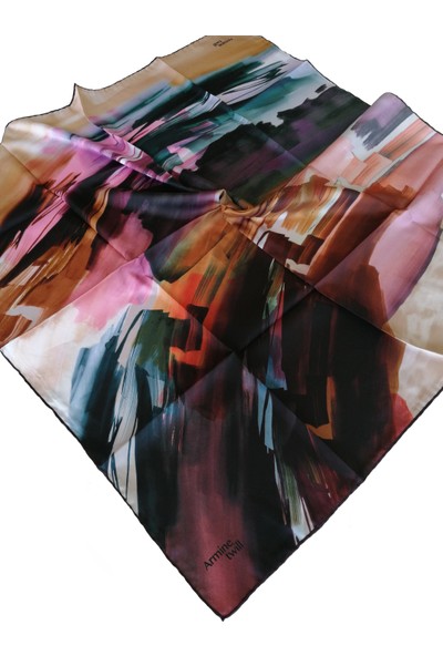 Armine Twill (Tivil) Eşarp-Siyah-Pembe-Turuncu Armine Twill (Tivil) Eşarp-Siyah-Pembe-Turuncu
