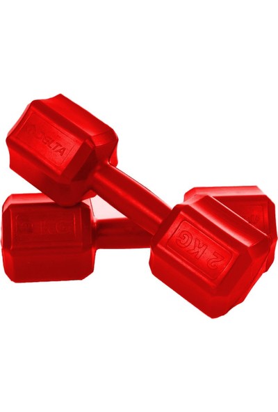 Delta 2 kg x 2 Adet Köşeli Kırmızı Plastik Dambıl Ağırlık Seti