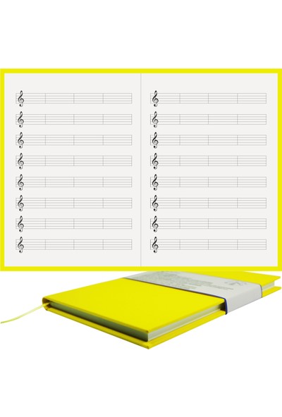 Müzik Nota Defteri (Anahtarlı Kesik Çizgili) 1. Sınıf Gerçek Cilt Bezi %100 El Yapımı, El Dikişi