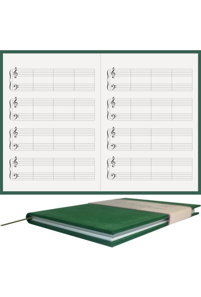 Piyano Nota Defteri (Çift Porte Sol Fa Anahtarlı) Viskon Kumaş Ciltleme %100 El Yapımı, El Dikişi Piyano Nota Defteri (Çift Porte Sol Fa Anahtarlı) Viskon Kumaş Ciltleme %100 El Yapımı, El Dikişi