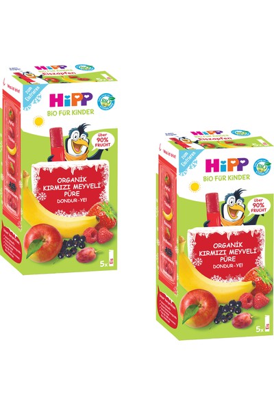 Hipp Organik Kırmızı Meyveli Püre Dondur Ye 5 x 30 ml 2 Adet