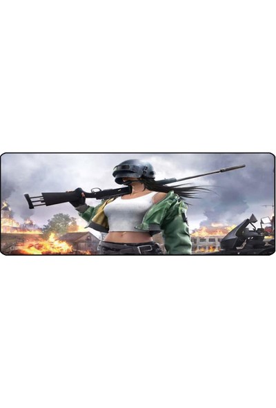 GamingPadci 70 x 30 cm Pubg Girl Dikişli Kaydırmaz Taban Oyuncu Mouse Pad