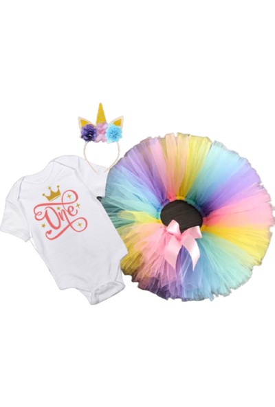 Banew Trend 1 Yaş Doğum Günü Etek,tütü Etek 1 Yaş Badi Unicorn