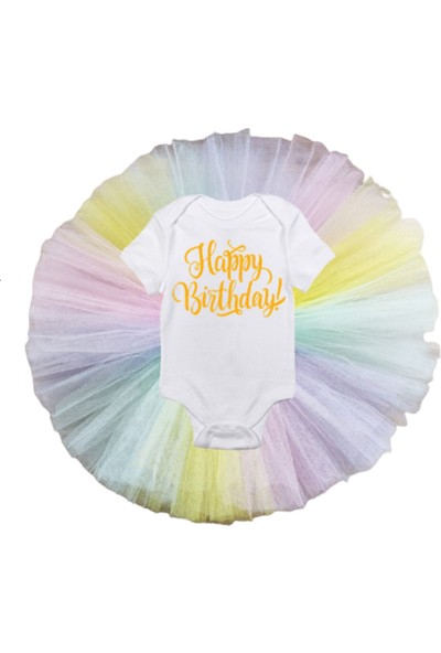 Banew Trend 1 Yaş Doğum Günü Tütü Etek(Astarsız) 1 Yaş Badi,unicorn Tütü