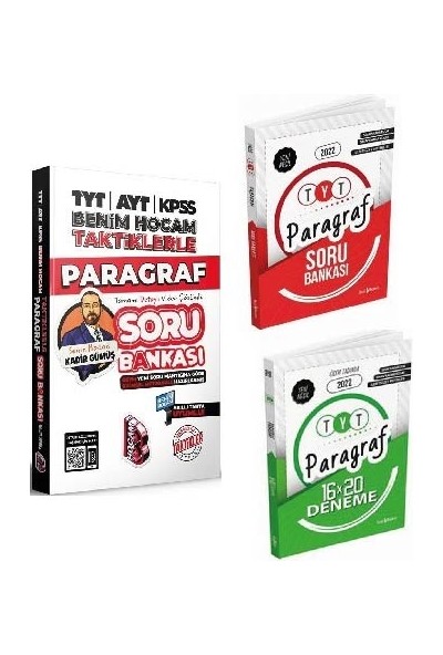 Benim Hocam Yayınları 2022 TYT - AYT - Kpss Taktiklerle Paragraf Soru+Paragraf Soru+Paragraf 16X20 Deneme Benim Hocam Yayınları 2022 TYT - AYT - Kpss Taktiklerle Paragraf Soru+Paragraf Soru+Paragraf 16X20 Deneme