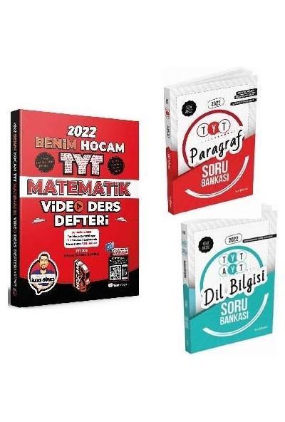 Benim Hocam Yayınları 2022 TYT Matematik Video Ders Defteri+Paragraf Soru+Dil Bilgisi Soru Bankası Benim Hocam Yayınları 2022 TYT Matematik Video Ders Defteri+Paragraf Soru+Dil Bilgisi Soru Bankası