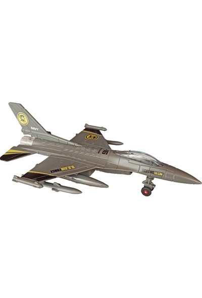 PopŞeker F-16 Metal Sesli Işıklı Çek Bırak Özellikli Metal Gri F-16 21 cm