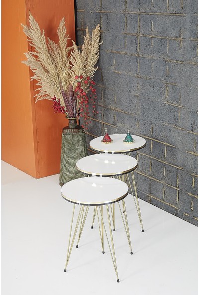 Rupon Home Zigon Sehpa Takim Beyaz Çift Gold Tel Ayak Rupon Home Zigon Sehpa Takim Beyaz Çift Gold Tel Ayak