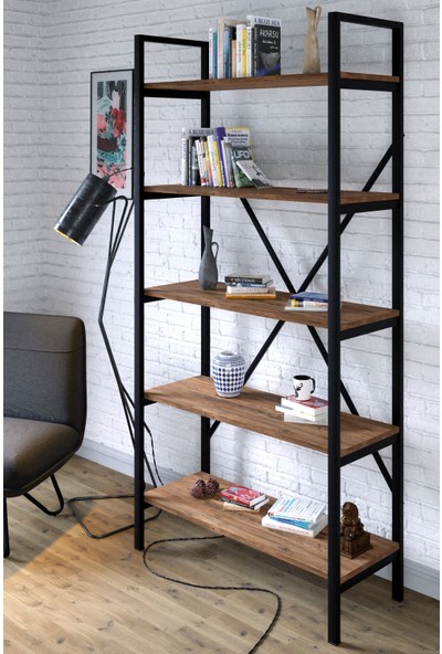 Ceramical Metal Kitaplık 5 Raflı Atlantik Çam Siyah - 90 x 180 cm Ceramical Metal Kitaplık 5 Raflı Atlantik Çam Siyah - 90 x 180 cm
