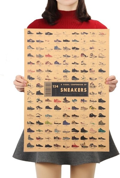 Caph Design Sneaker Koleksiyonu Vintage Kraft Poster - 32X45CM -