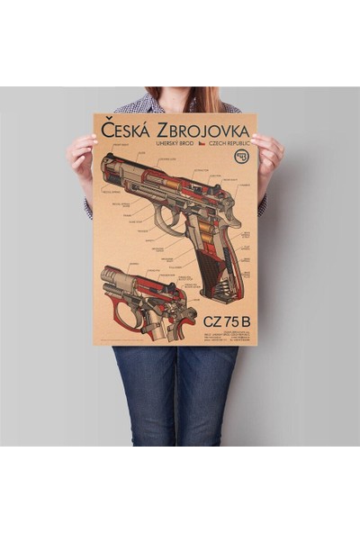 Caph Design Cz 75 B Tabanca Vintage Kraft Poster 32X45CM Caph Design Cz 75 B Tabanca Vintage Kraft Poster 32X45CM