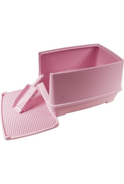Mamazade Pembe Paspaslı Yarı Kapalı Kedi Tuvaleti ve Kum Küreği Mamazade Pembe Paspaslı Yarı Kapalı Kedi Tuvaleti ve Kum Küreği