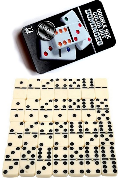 Neler Geldi Neler Büyük Boy Domino Oyun Seti Seramik Metal Kutulu 5 x 2,5 x 1 cm