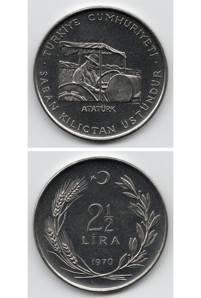 Benim Koleksiyonum F.a.o. 2.5 Tl (1970) “saban Kılıçtan Üstündür” Çil Eski Madeni Para Benim Koleksiyonum F.a.o. 2.5 Tl (1970) “saban Kılıçtan Üstündür” Çil Eski Madeni Para