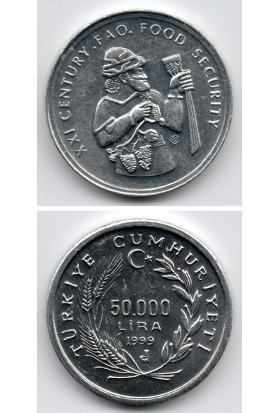 Benim Koleksiyonum F.a.o. 50.000 Lira (1999) “şarapçılık” Çil Eski Madeni Para
