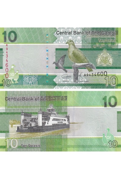 Benim Koleksiyonum Gambiya, 10 Dalasis (2019) Çil Eski Yabancı Kağıt Para