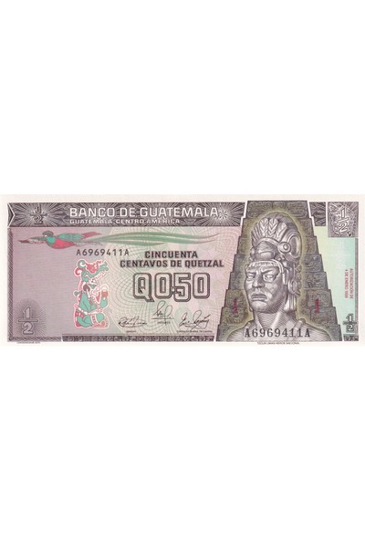 Benim Koleksiyonum Guatemala - 1/2 Quetzal (1989) B556/P72A Benim Koleksiyonum Guatemala - 1/2 Quetzal (1989) B556/P72A