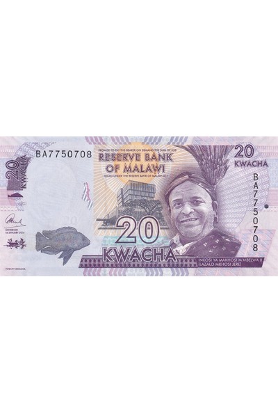 Benim Koleksiyonum Malavi, 20 Kwacha (2016) Eski Yabancı Kağıt Para