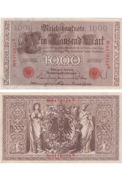 Benim Koleksiyonum Almanya, 1.000 Mark (1910) Eski Yabancı Kağıt Para Benim Koleksiyonum Almanya, 1.000 Mark (1910) Eski Yabancı Kağıt Para