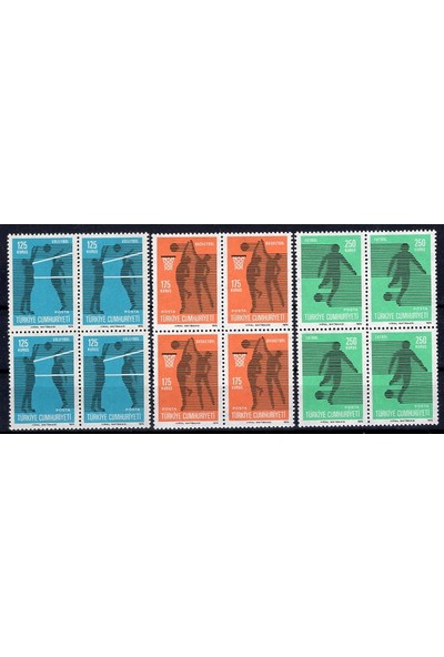 Benim Koleksiyonum 1974 Spor Konulu Sürekli Seri Dörtlü Blok Pul