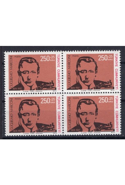 Benim Koleksiyonum 1974 Guglielmo Marconi'nin Doğuymu'nun 100.YILI Dörtlü Blok Pul