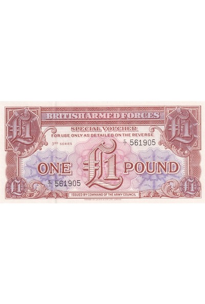 Benim Koleksiyonum Ingiltere, Birleşik Krallık Silahlı Kuvvetleri, 1 Pound (3rd Series) Çil Eski Yabancı Kağıt Para Benim Koleksiyonum Ingiltere, Birleşik Krallık Silahlı Kuvvetleri, 1 Pound (3rd Series) Çil Eski Yabancı Kağıt Para