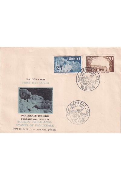 Benim Koleksiyonum Pamukkale Turistik Propaganda Pulları (1958) Ilk Gün Zarfı (Fdc)