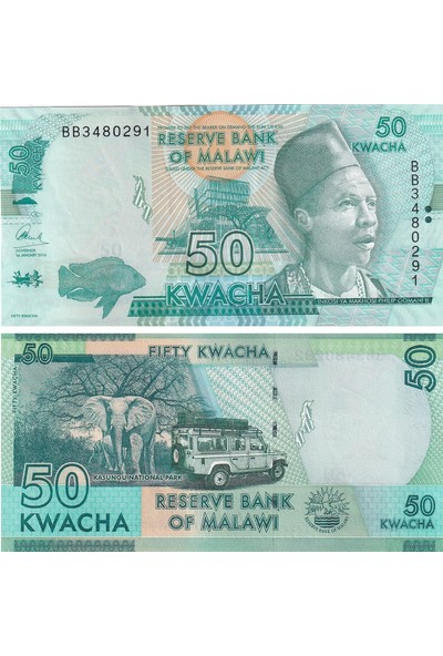 Benim Koleksiyonum Malavi, 50 Kwacha (2016) P#64 Çil Eski Yabancı Kağıt Para