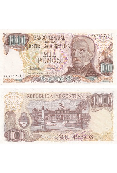 Benim Koleksiyonum Arjantin, 1000 Peso (1976) P#304D Çil Eski Yabancı Kağıt Para Benim Koleksiyonum Arjantin, 1000 Peso (1976) P#304D Çil Eski Yabancı Kağıt Para