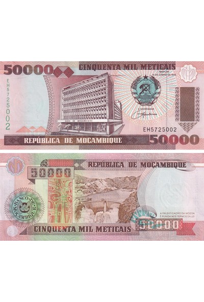 Benim Koleksiyonum Mozambik, 50.000 Meticais (1993) P#138 Çil Eski Yabancı Kağıt Para