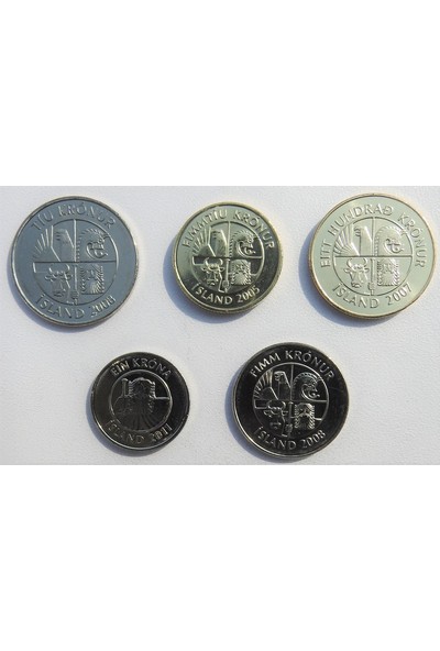 Benim Koleksiyonum Izlanda (Iceland) Yabancı Madeni Eski Para Seti (2005-2011)