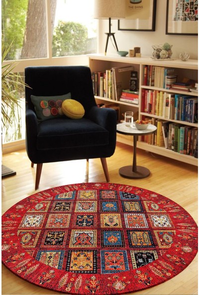 Cappio Halı Kırmızı Afgan Desenli Yuvarlak Halı (Makinede Yıkanabilir) Cappio Halı Kırmızı Afgan Desenli Yuvarlak Halı (Makinede Yıkanabilir)