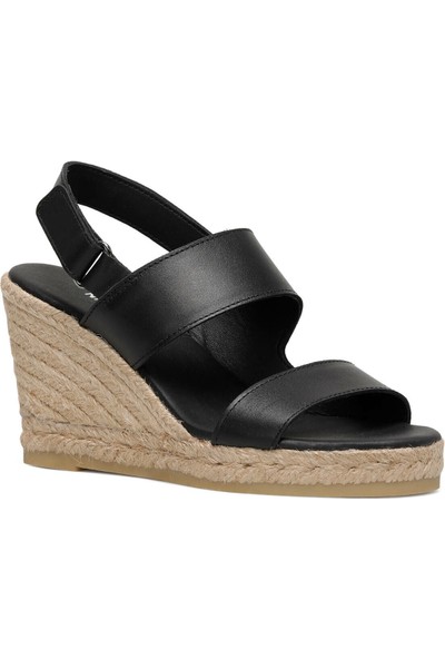 Nine West Purra 1fx Siyah Kadın Dolgu Topuk Sandalet
