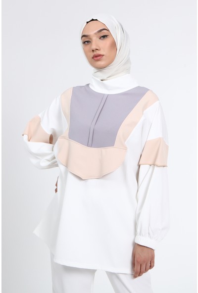 2KM Grawhite Üç Renkli Kolları Uzun Tunik, Uzun Pantolonlu Rahat Geniş Eşofman Takımı 2KM Grawhite Üç Renkli Kolları Uzun Tunik, Uzun Pantolonlu Rahat Geniş Eşofman Takımı