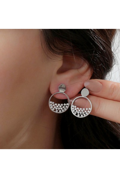 Gümüşistan 925 Ayar Gümüş Taşlı Halka Küpe