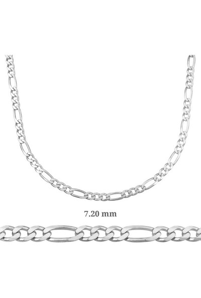 Gumush 7.20 mm Gümüş Figaro Zincir - 200 Mikron