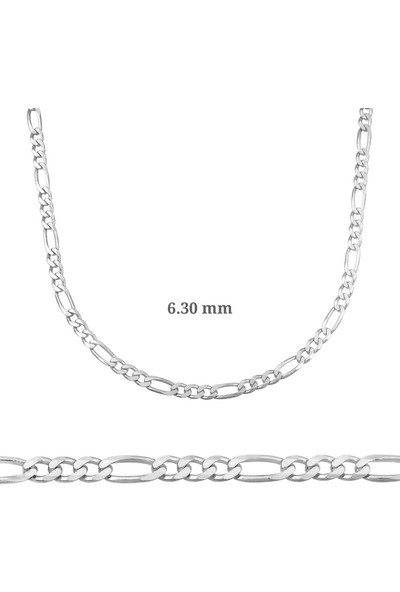 Gumush 6.30 mm Gümüş Figaro Zincir - 180 Mikron