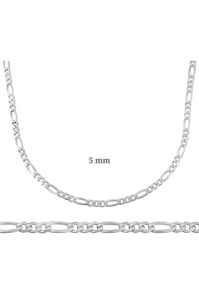 Gumush 5 mm Gümüş Figaro Zincir - 140 Mikron
