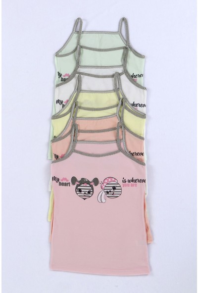 Nicoletta Mıxcolor Kız Çocuk Atlet Ip Askılı Baskılı 5'li Paket