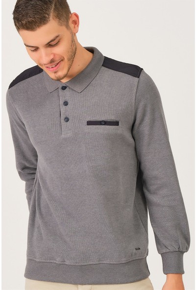 Dewberry V2501 Dewberry Dio Rise Polo Yaka Erkek Sweatshirt-Füme